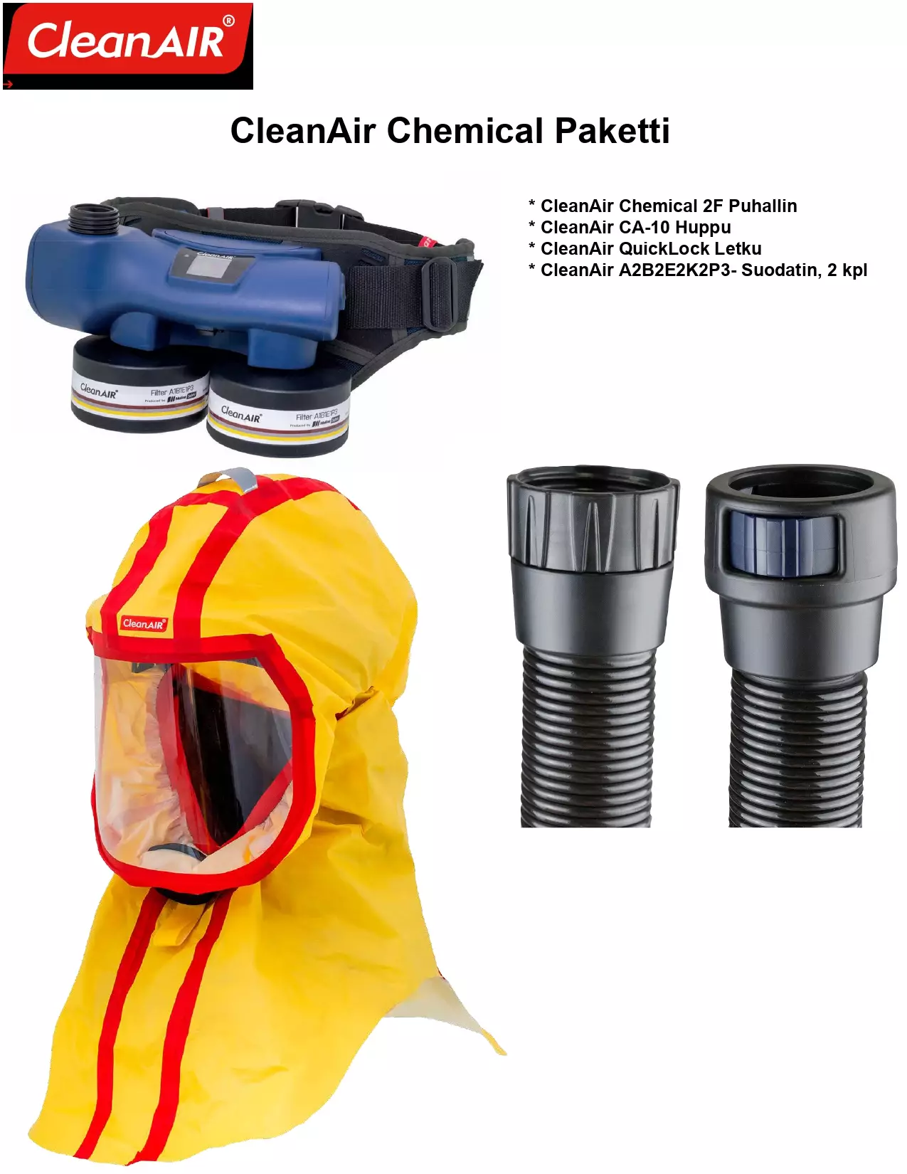 CleanAIR Chemical Puhallinsuojainpaketti CA-10 + Chemical 2F puhallin| - Protecton verkkokauppa